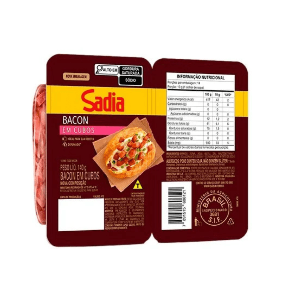 Bacon em Cubos - Sadia 140gr – meubrasilonline.com