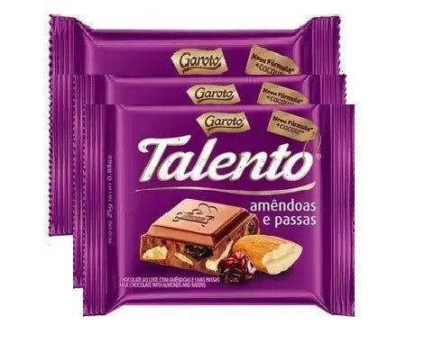 Chocolate Talento Tablete Amêndoas e Passas 3 x 90g - Promoção 03/08 ...
